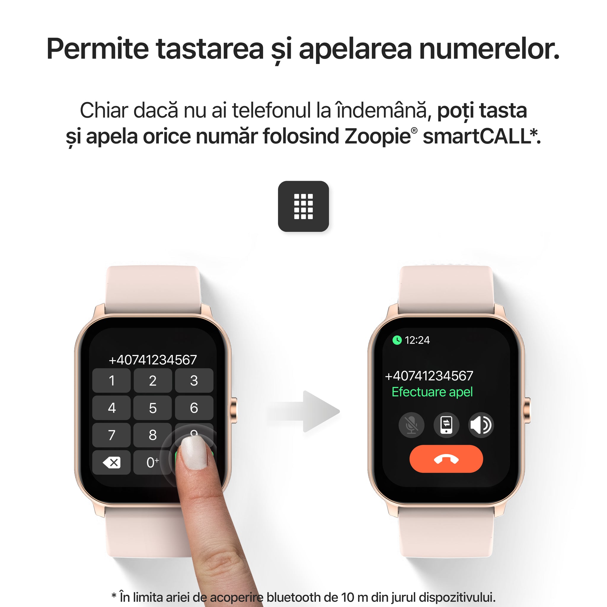 Ceas smartwatch dama, Zoopie®smartCALL, fitness, sport, rezistent apa, – zoopie